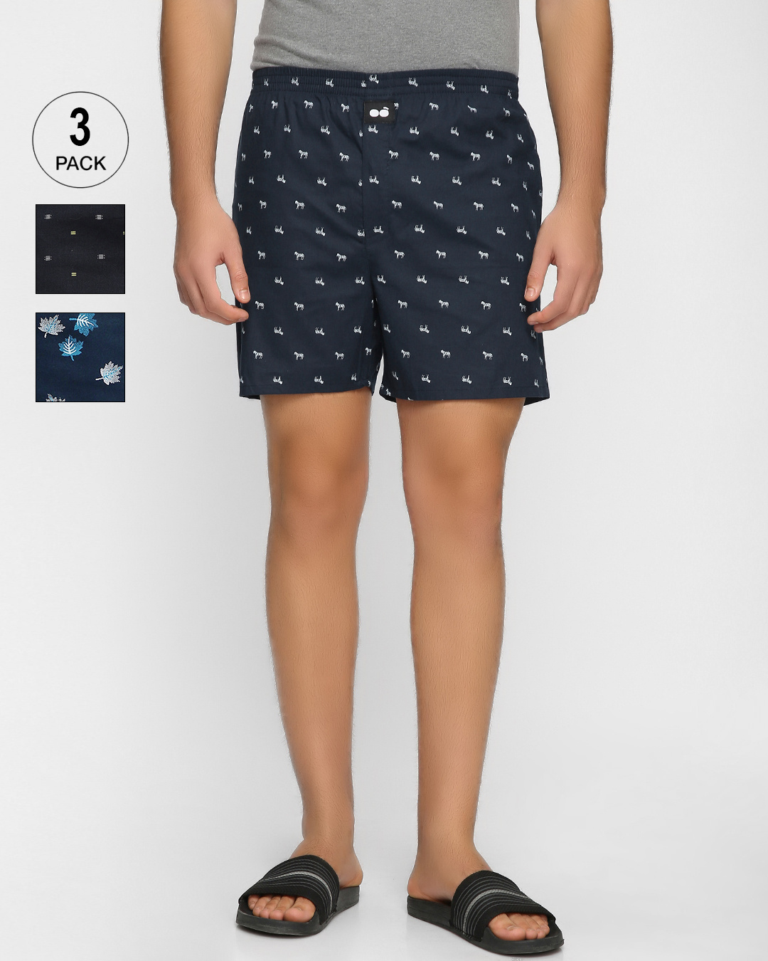 Buy Pack of 3 Men's Blue All Over Printed Boxers Online in India at ...