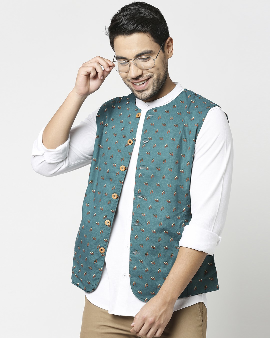 Buy Men's All Over Printed Nehru Jacket Online at Bewakoof