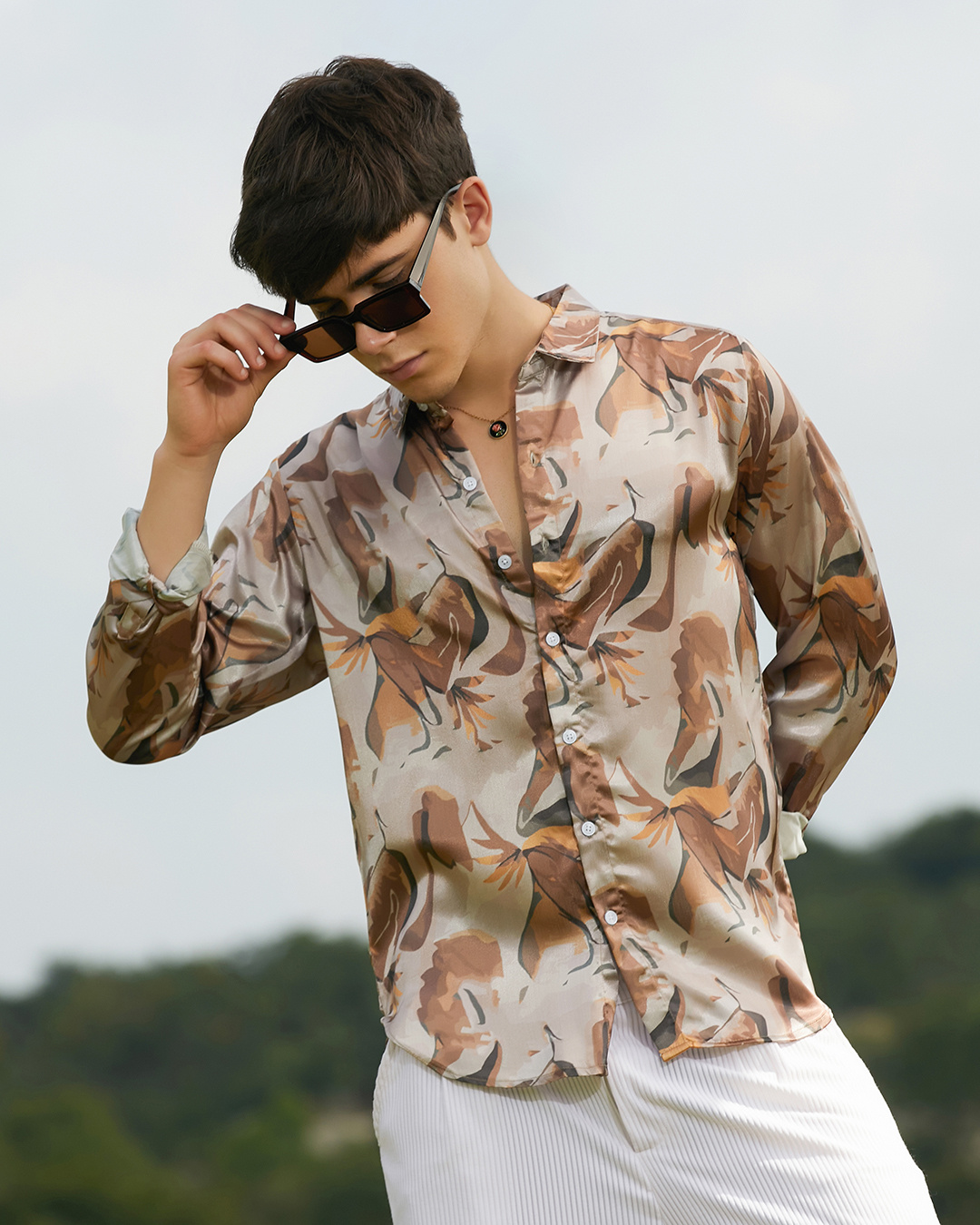 Buy Men's Almond Brown All Over Printed Shirt Online at Bewakoof
