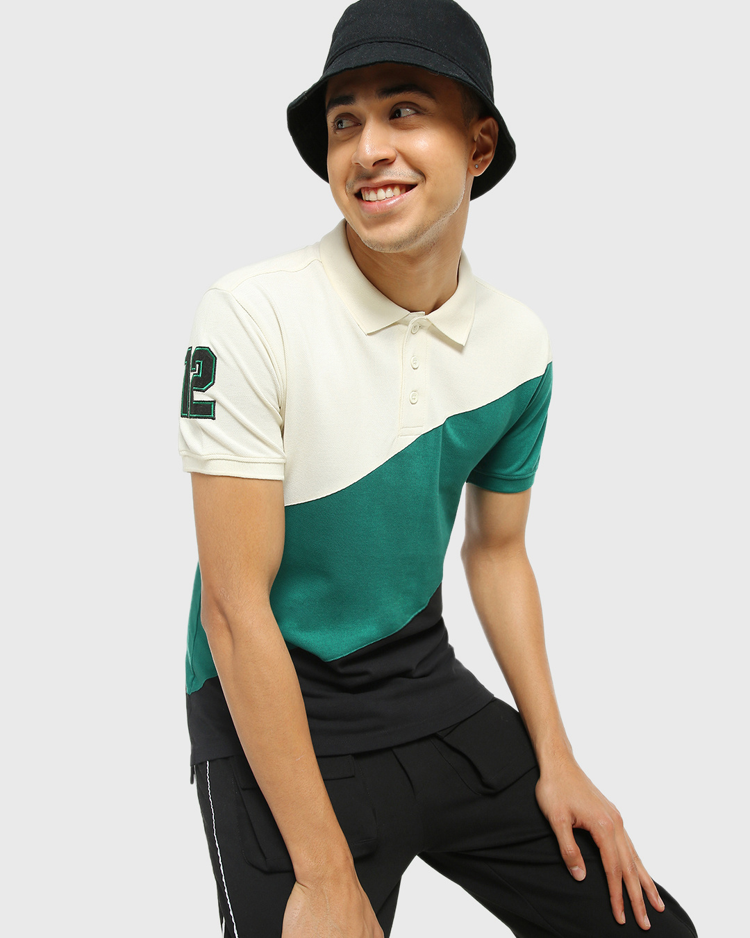 Buy Mens Antique White Color Block Polo T Shirt Online At Bewakoof