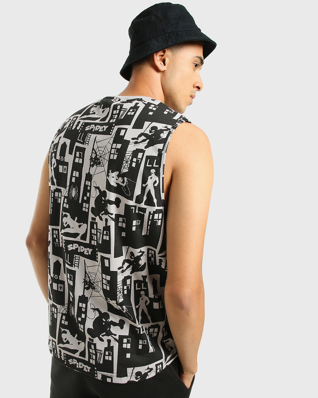Buy Men's Grey All Over Printed Oversized Vest Online at Bewakoof