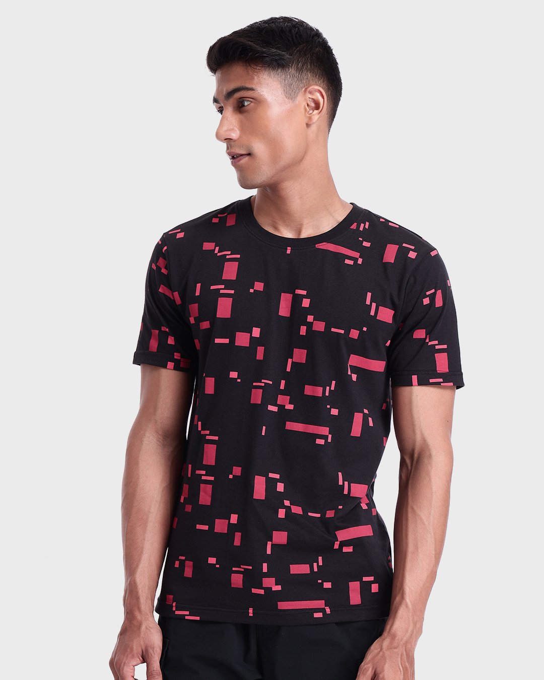 Buy Men's Black All Over Printed T-shirt Online at Bewakoof