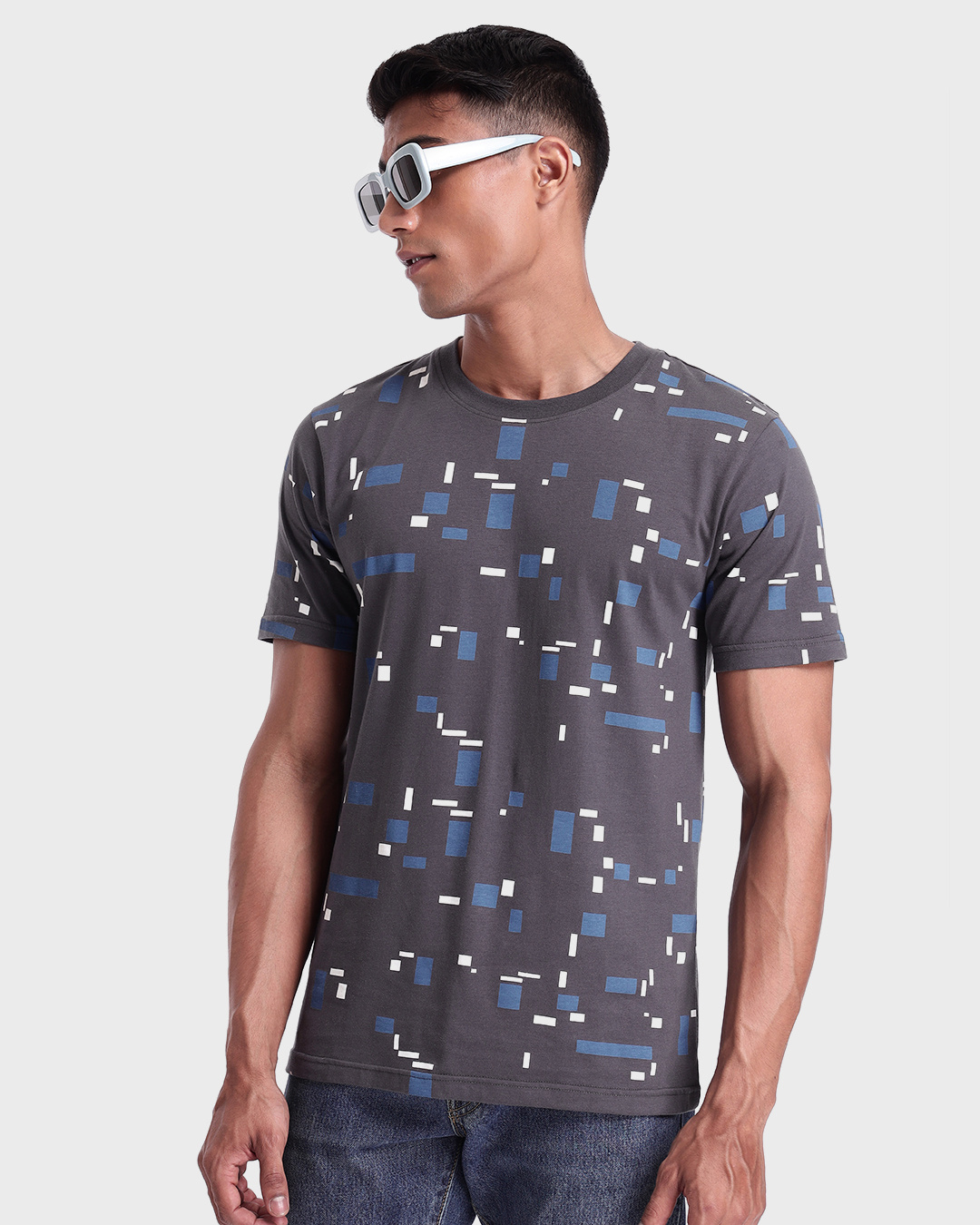 Buy Men's Grey All Over Printed T-shirt Online at Bewakoof