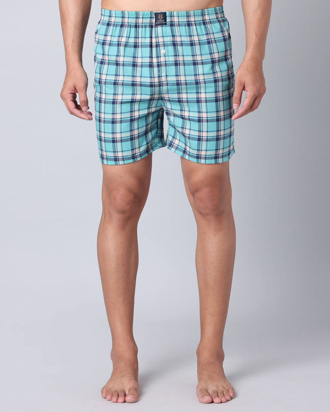 Buy Men's Aqua Blue Checked Boxers Online in India at Bewakoof