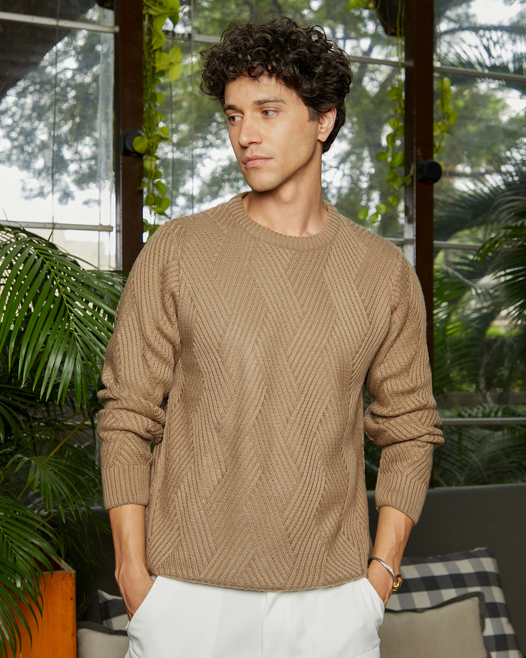 Buy Men's Ash Brown Sweater Online at Bewakoof