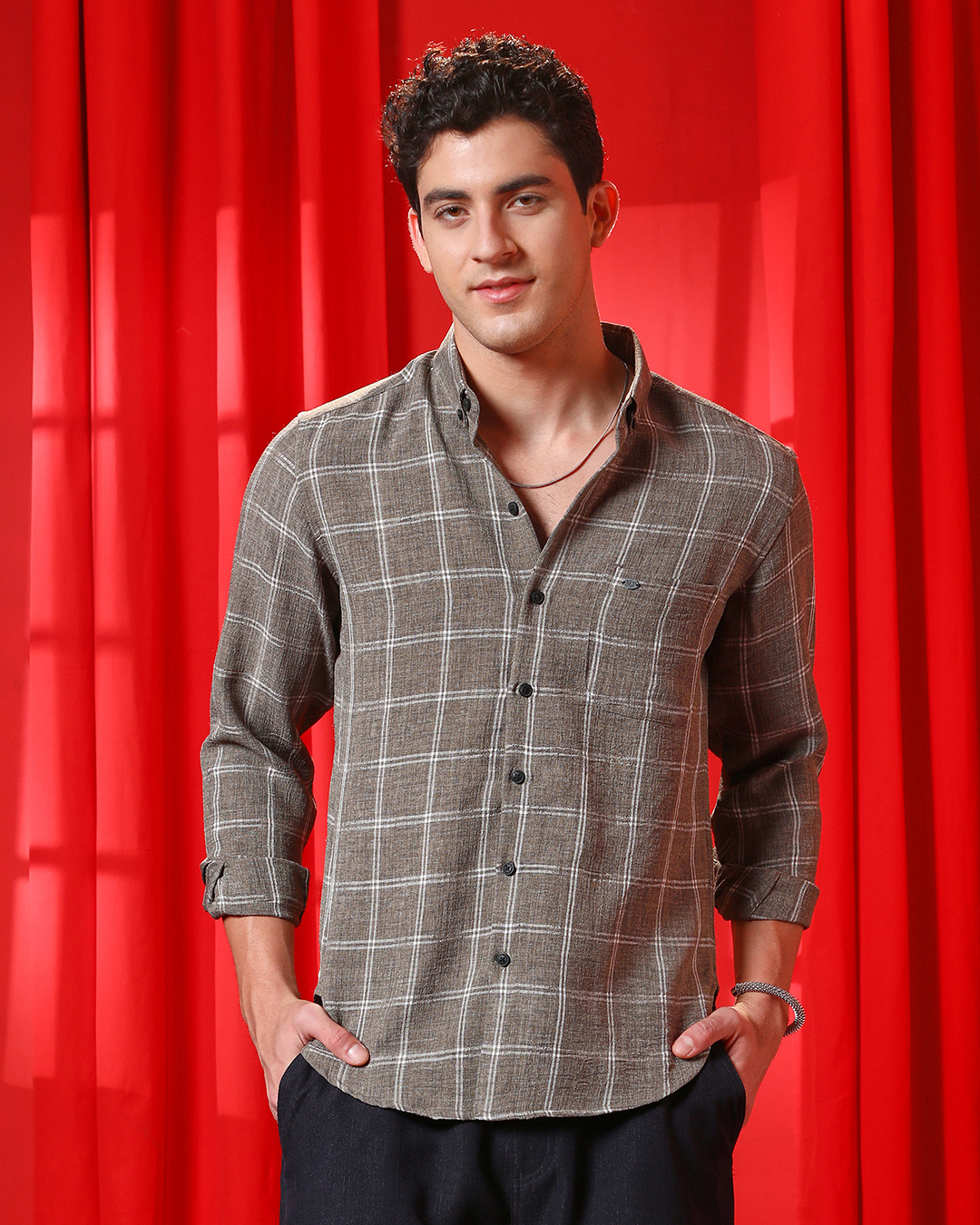 Buy Men's Ash Charcoal Grey Checked Shirt Online at Bewakoof