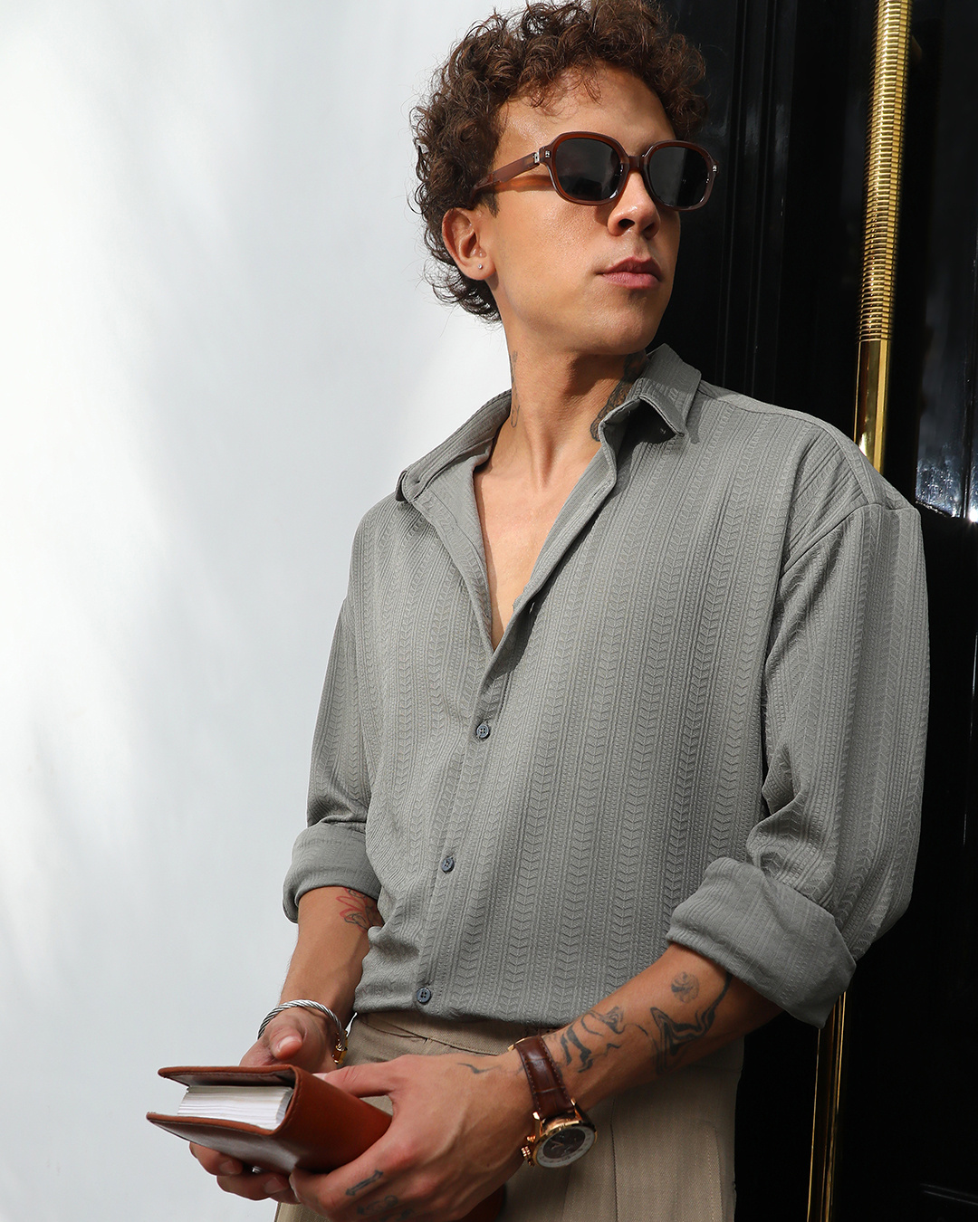 Buy Men's Ash Grey Textured Shirt Online in India at Bewakoof