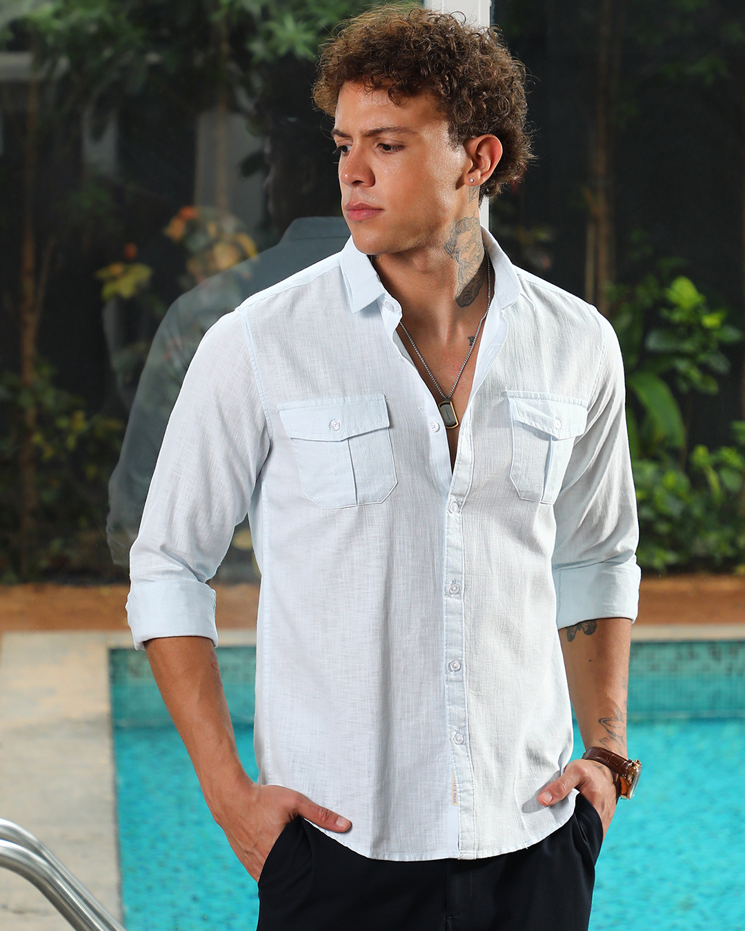 Buy Men's Baby Blue Shirt Online at Bewakoof