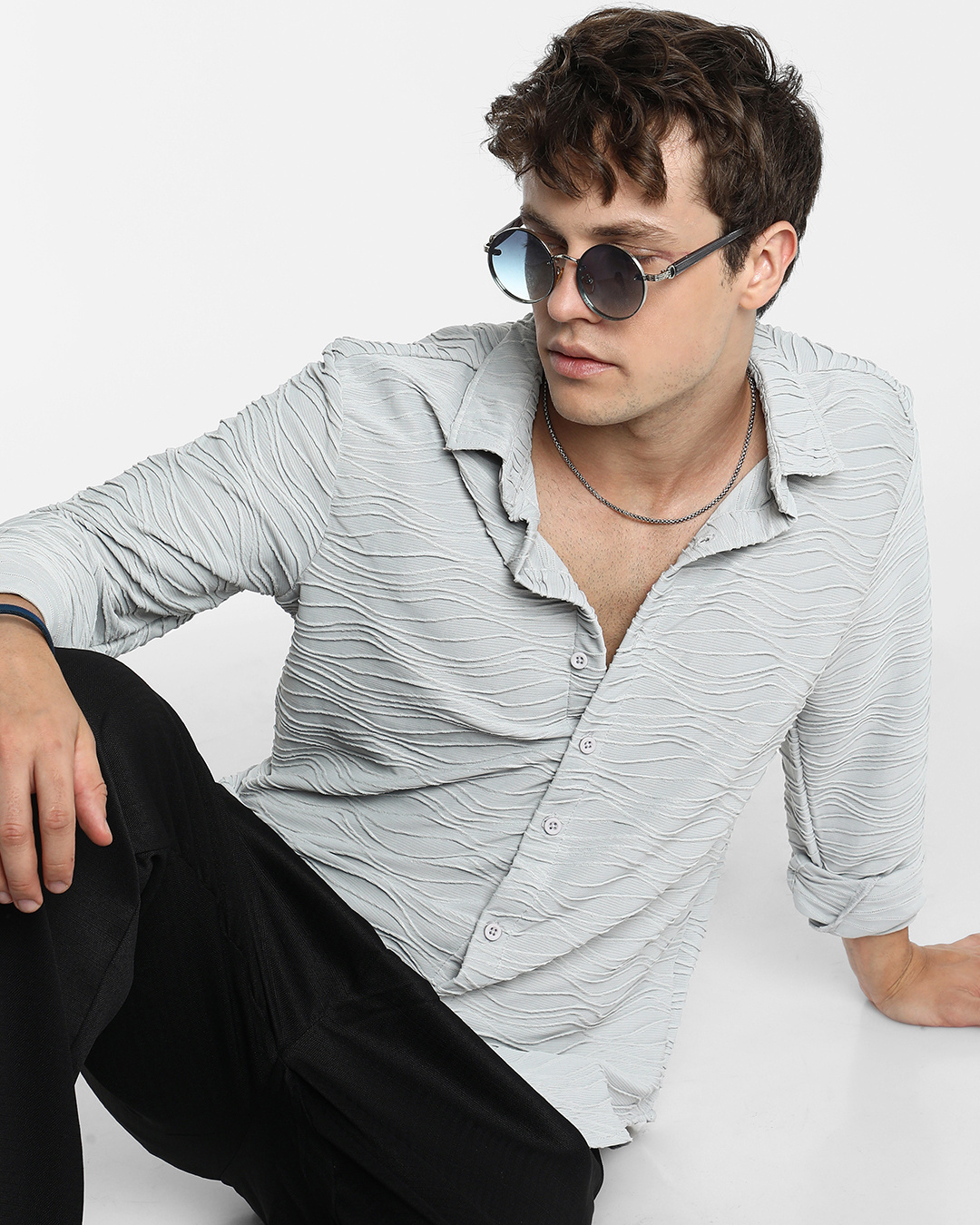 Buy Men's Baby Blue Textured Shirt Online at Bewakoof