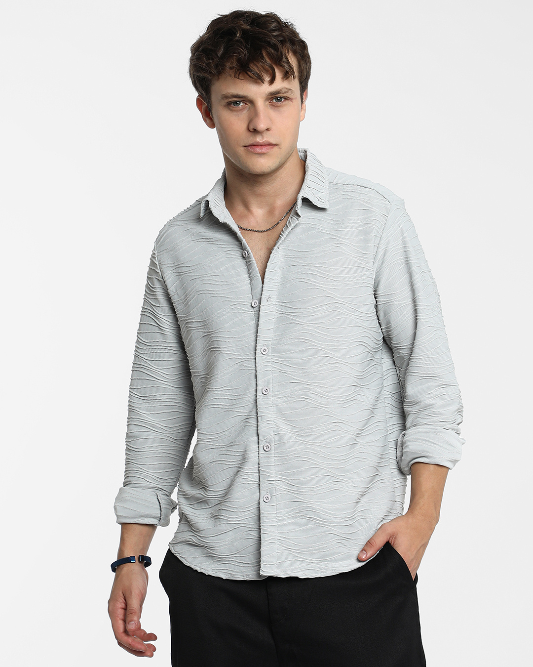 Buy Men's Baby Blue Textured Shirt Online at Bewakoof