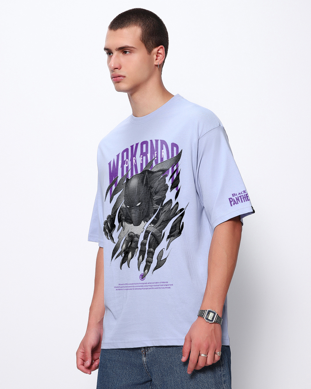 Buy Men's Baby Lavender King of Wakanda Graphic Printed Oversized T ...