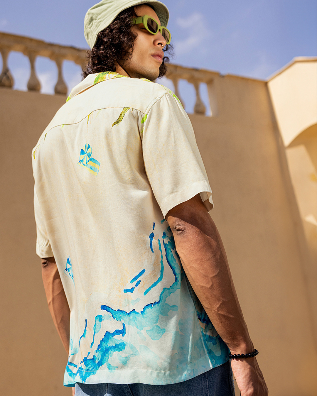 Buy Mens Beige All Over Printed Oversized Shirt Online At Bewakoof