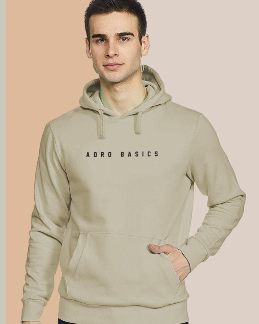 Buy Men's Beige Basics Typography Hoodie Online at Bewakoof