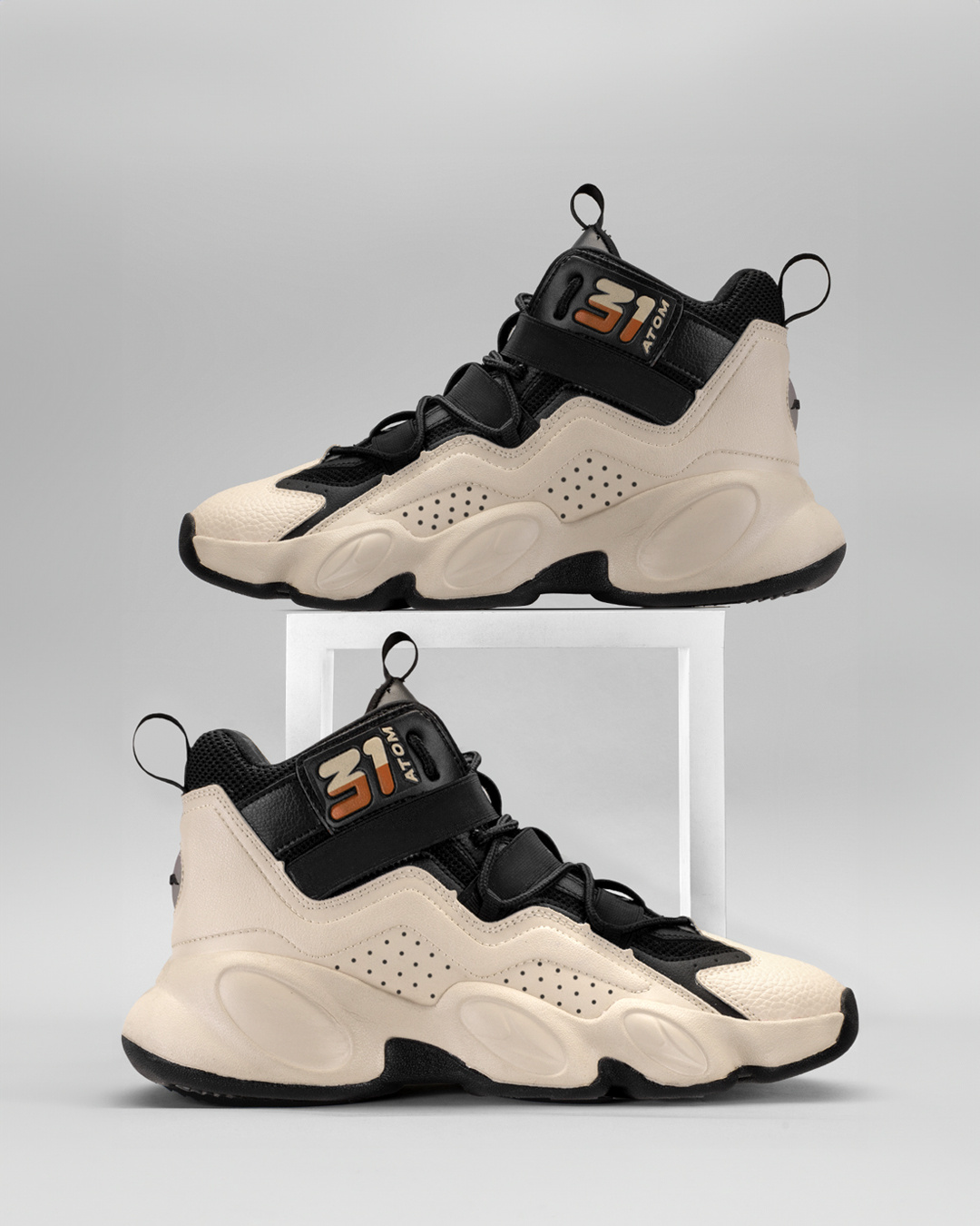 Buy Men's Beige & Black Bold Stride Color Block Sneakers Online in ...