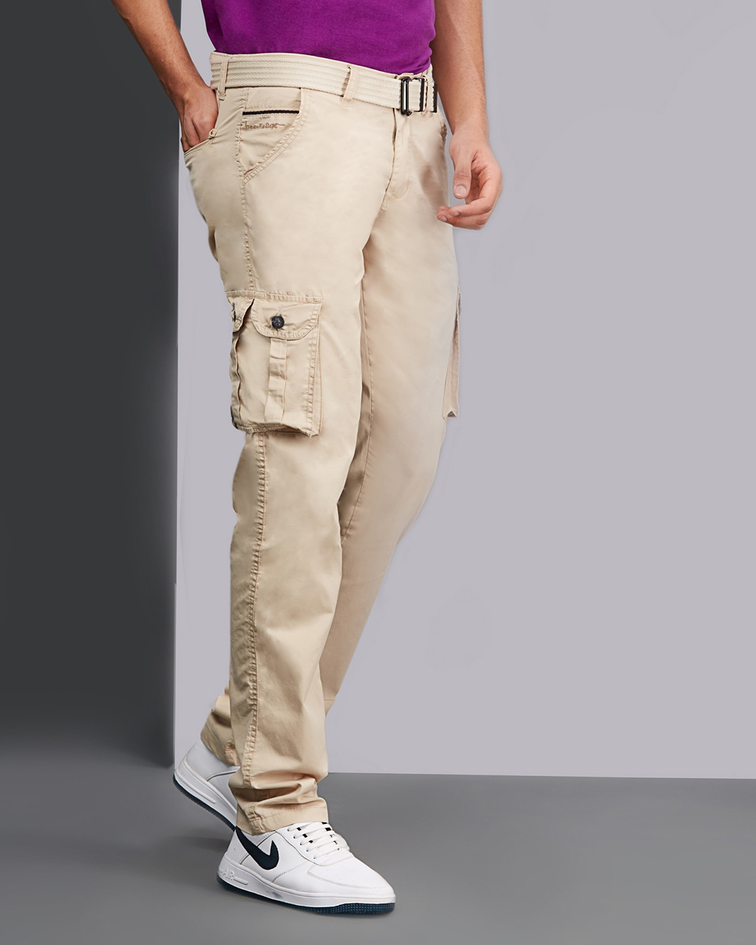 Buy Men's Beige Cargo Pants Online at Bewakoof