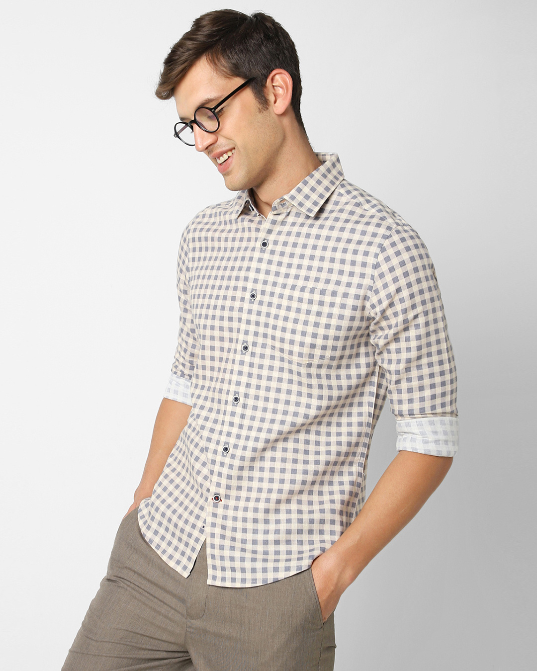 Buy Men's Beige Checked Shirt Online at Bewakoof