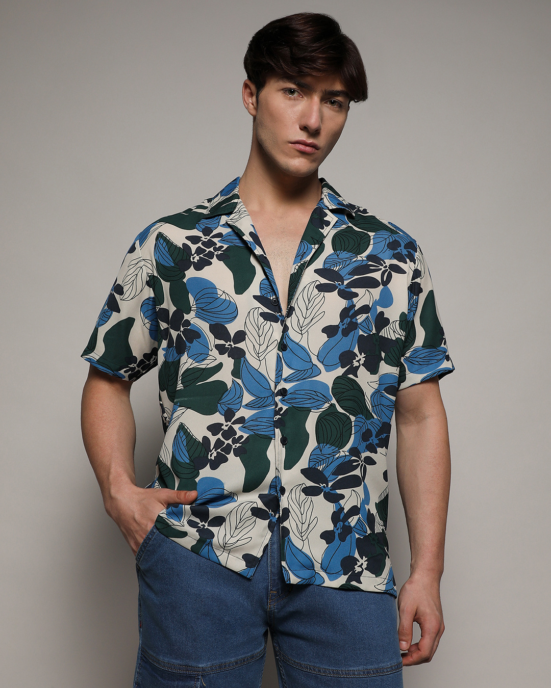 Buy Men's Beige Floral Printed Relaxed Fit Shirt Online at Bewakoof