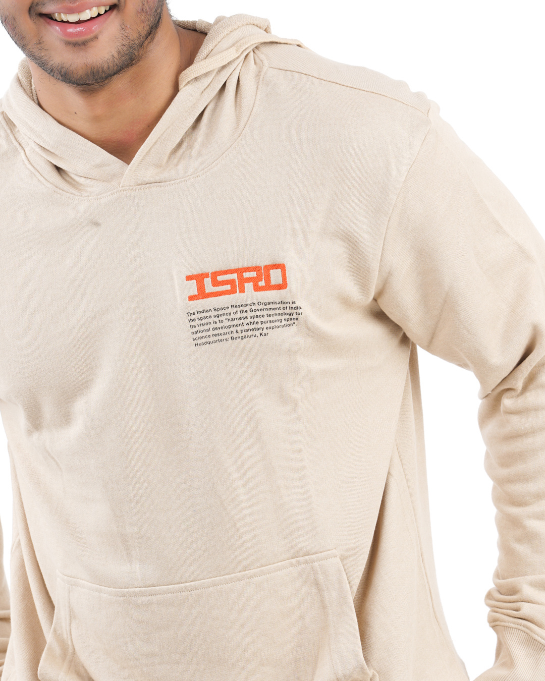 Buy Men's Beige ISRO Block Basic Hoodie-Official ISRO Collection Online ...
