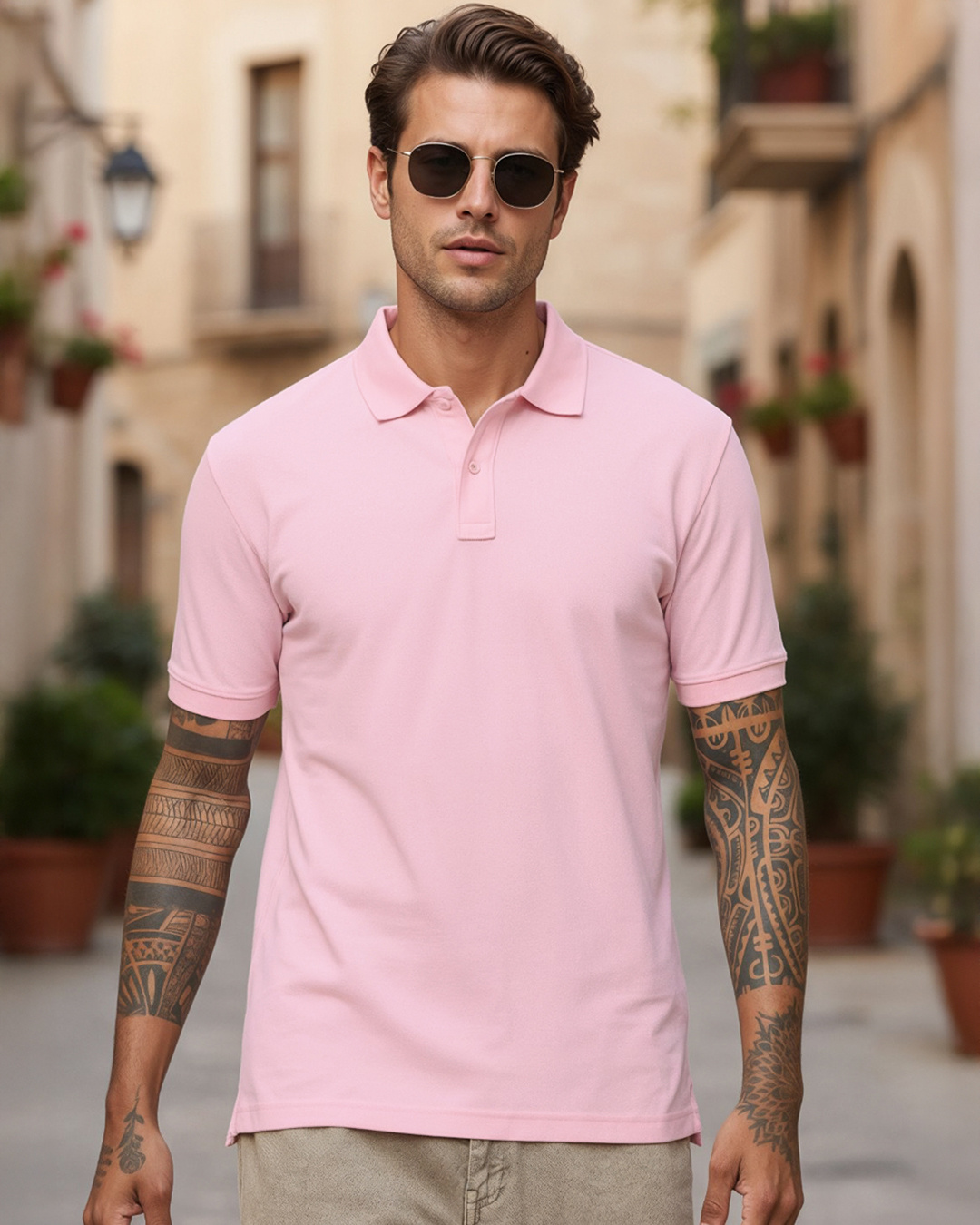 Buy Men's Light Pink Polo T-shirt Online at Bewakoof