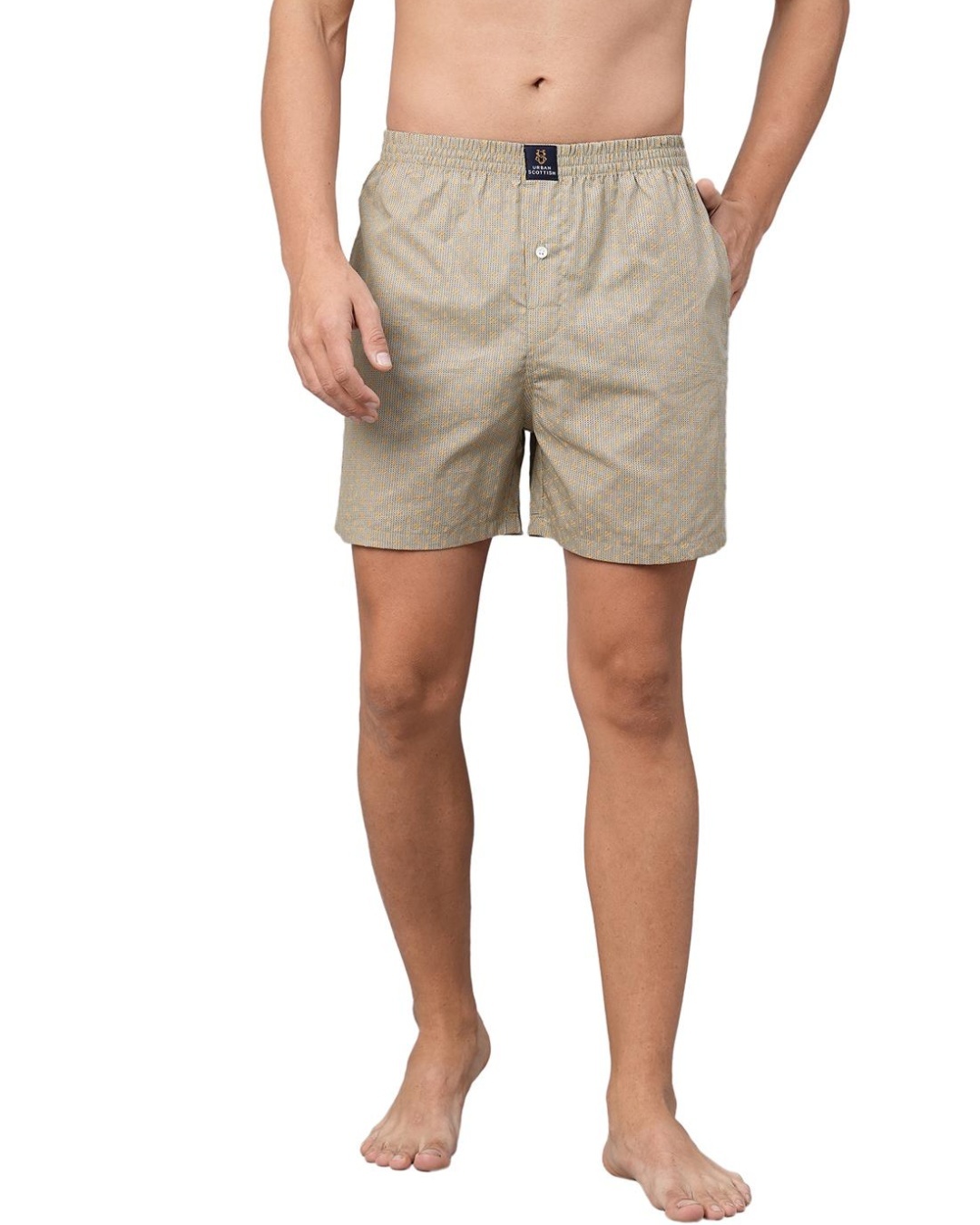 Buy Men's Beige Printed Relaxed Fit Boxers Online in India at Bewakoof