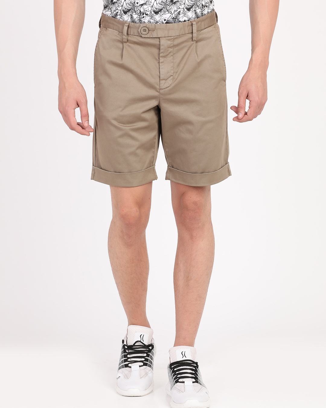 Buy Men's Beige Slim Fit Cotton Shorts Online at Bewakoof