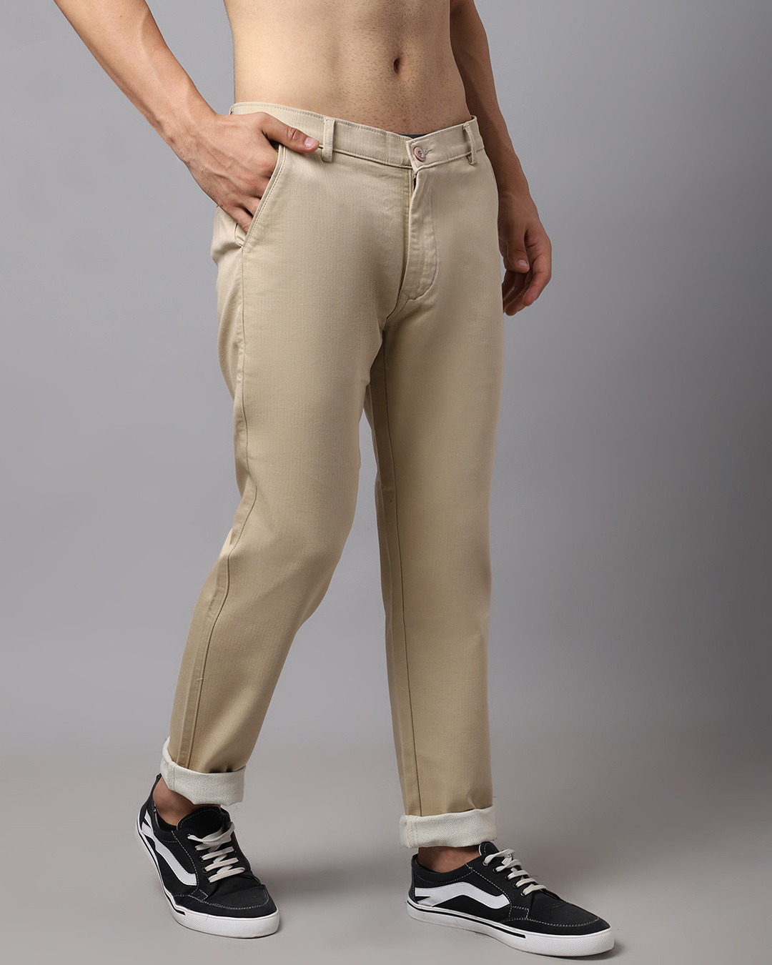 Buy Men's Beige Slim Fit Trousers for Men Beige Online at Bewakoof