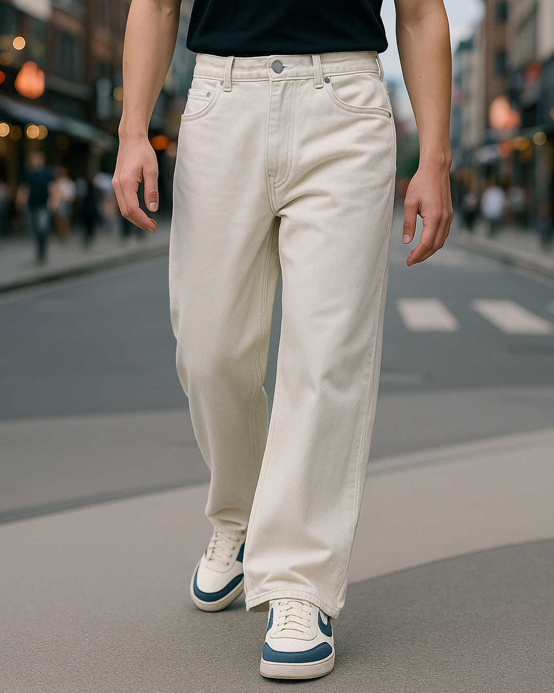 Buy Men's Beige Super Baggy Fit Mid-Rise Jeans Online at Bewakoof