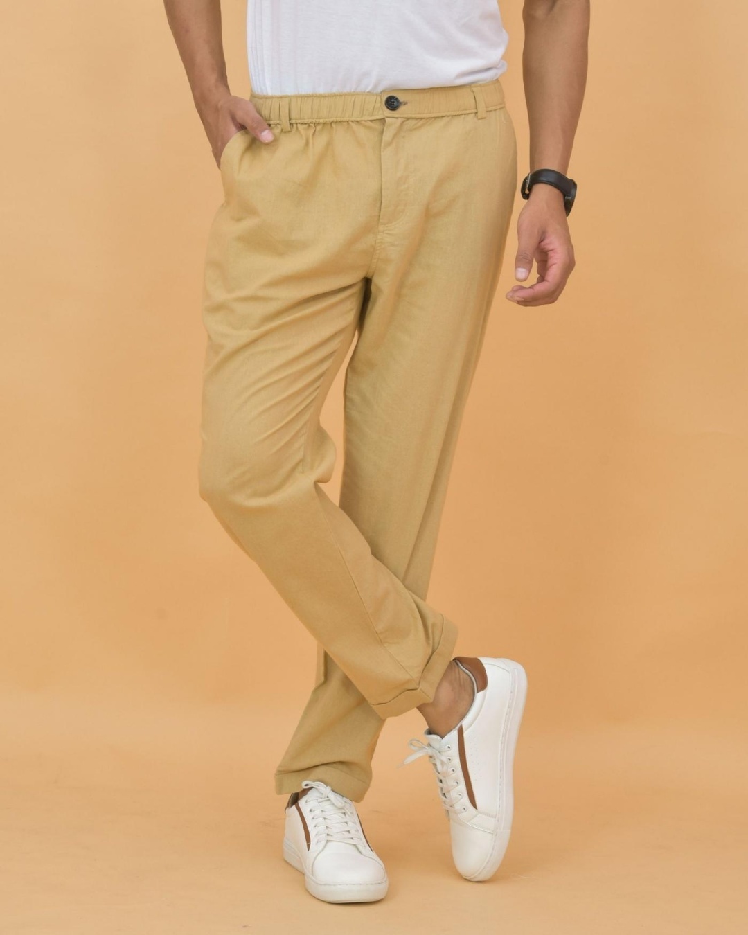 Buy Men's Beige Trousers Online at Bewakoof