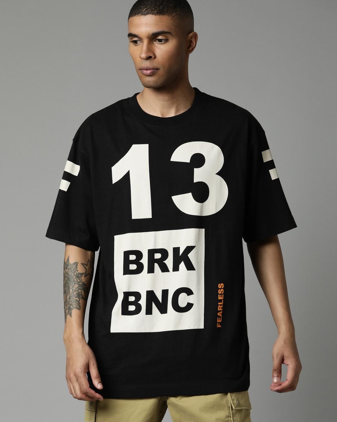 Buy Men's Black 13 Typography Oversized T-shirt Online at Bewakoof