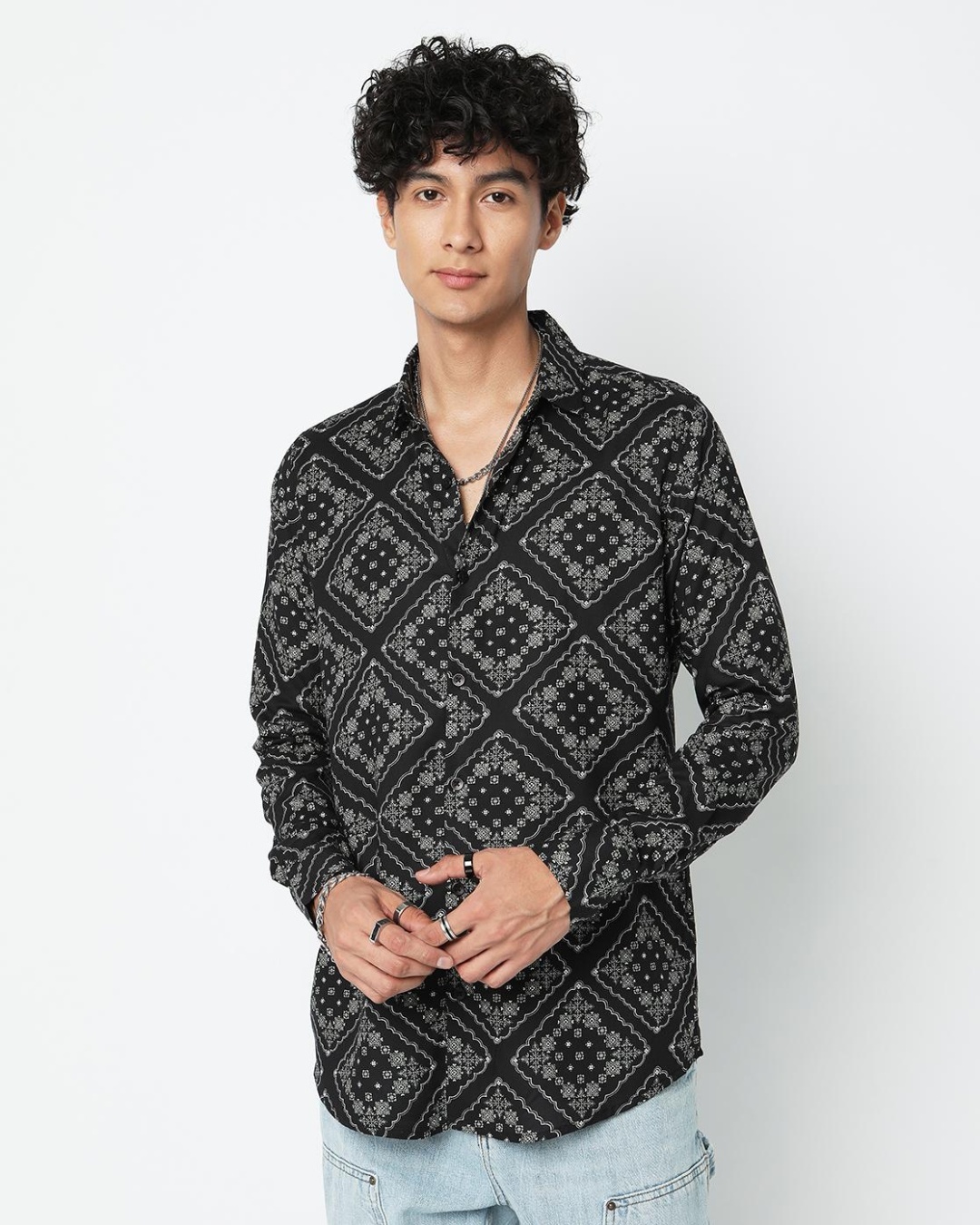 Buy Men's Black Abstract Aztec Printed Shirt Online at Bewakoof