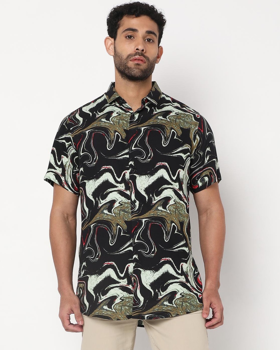 Buy Men's Black Abstract Printed Shirt Online at Bewakoof