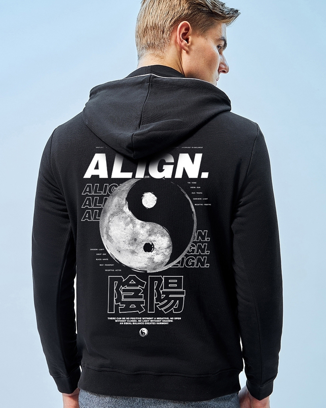 Buy Men's Black Align Graphic Printed Hoodies Online at Bewakoof