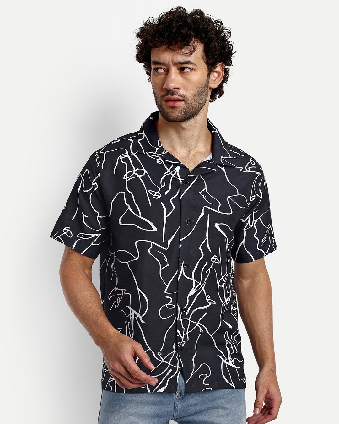 Buy Men's Black All Over Abstract Printed Shirt Online at Bewakoof