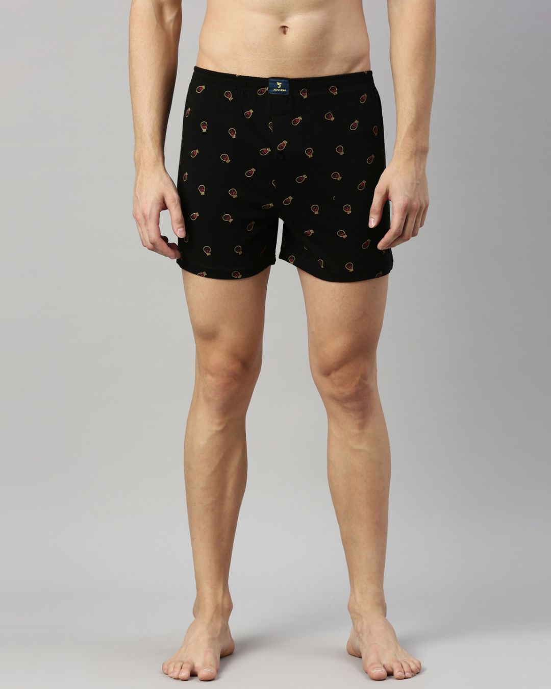 Buy Men's Black All Over Light Blubs Printed Cotton Boxers Online in ...