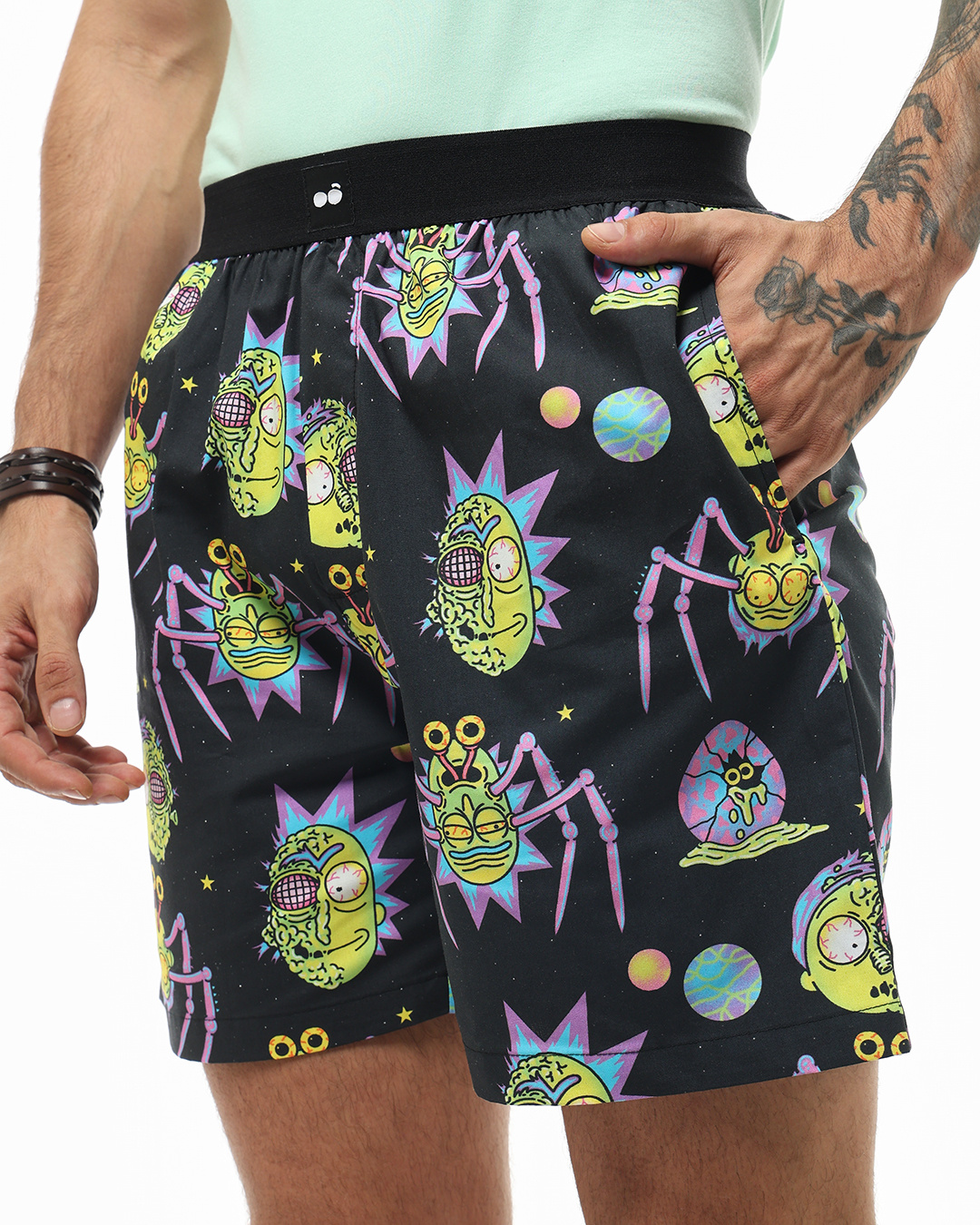 Buy Men's Black Rick & Morty All Over Printed Boxers Online in India at ...