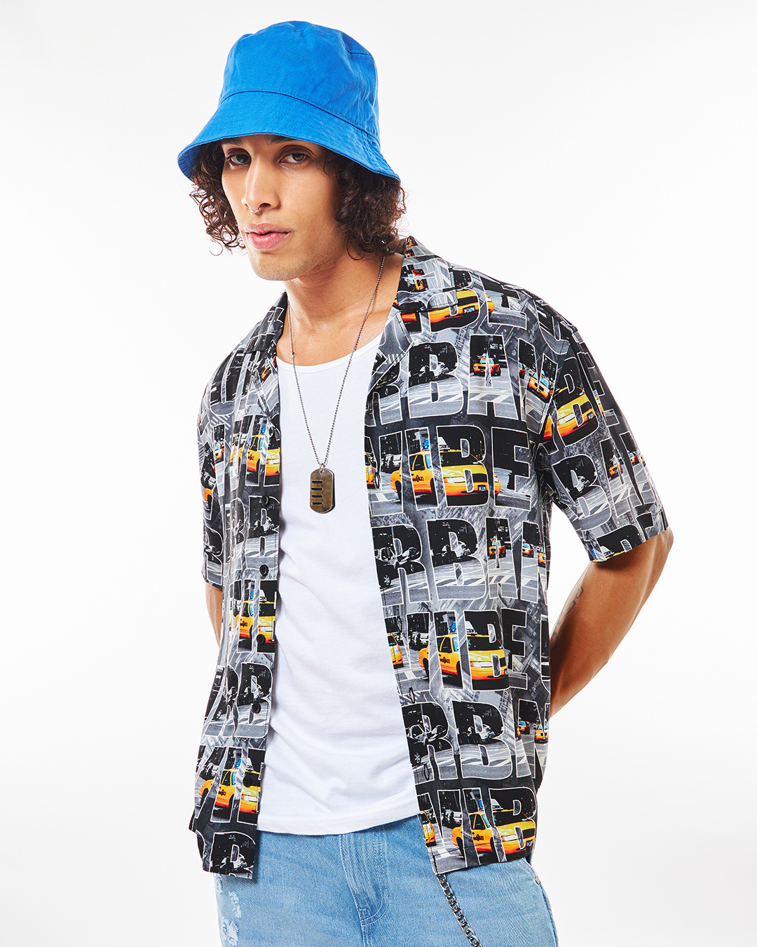 Buy Men's Black All Over Printed Oversized Shirt Online at Bewakoof
