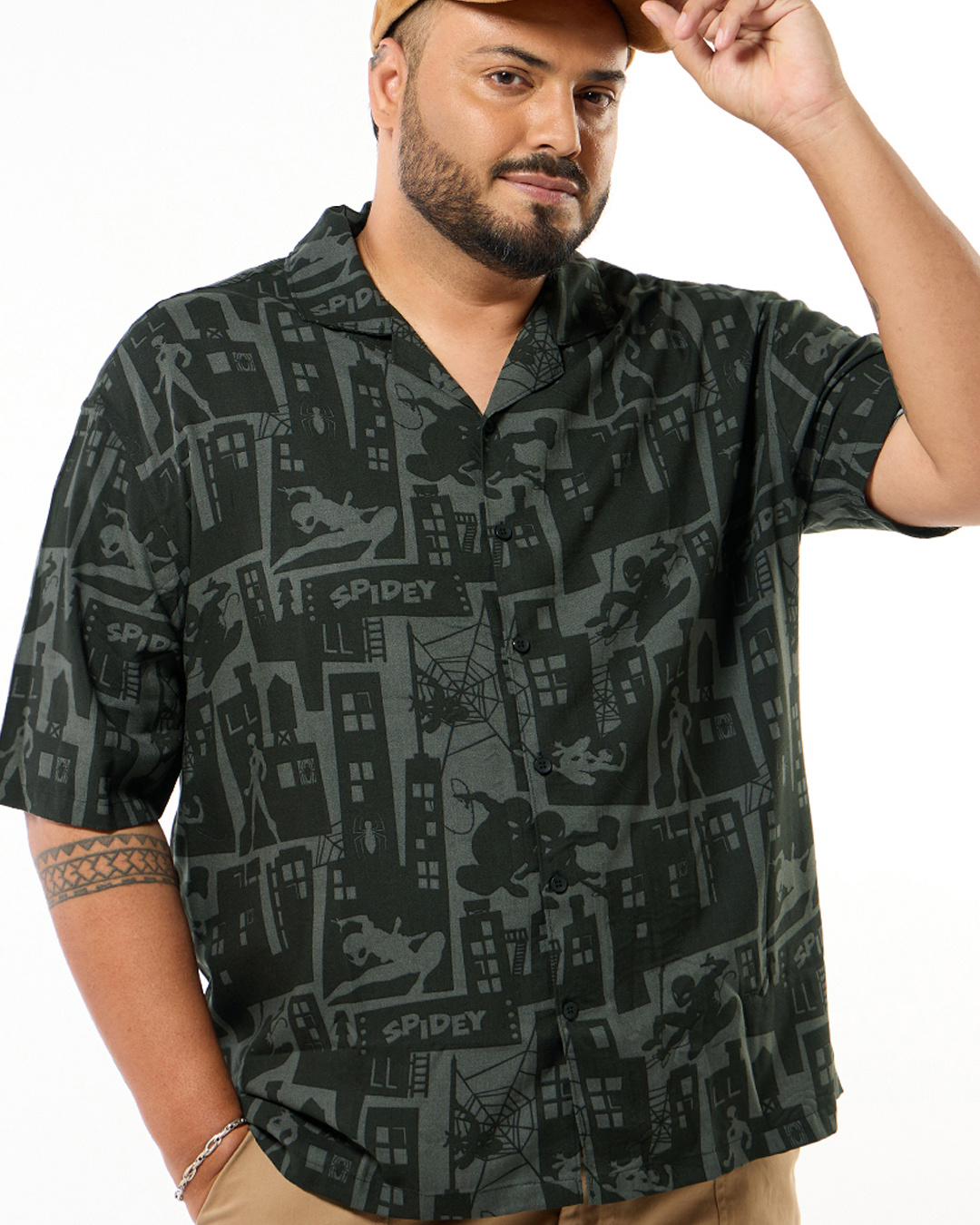 Buy Men's Black All Over Printed Oversized Plus Size Shirt Online at Bewakoof