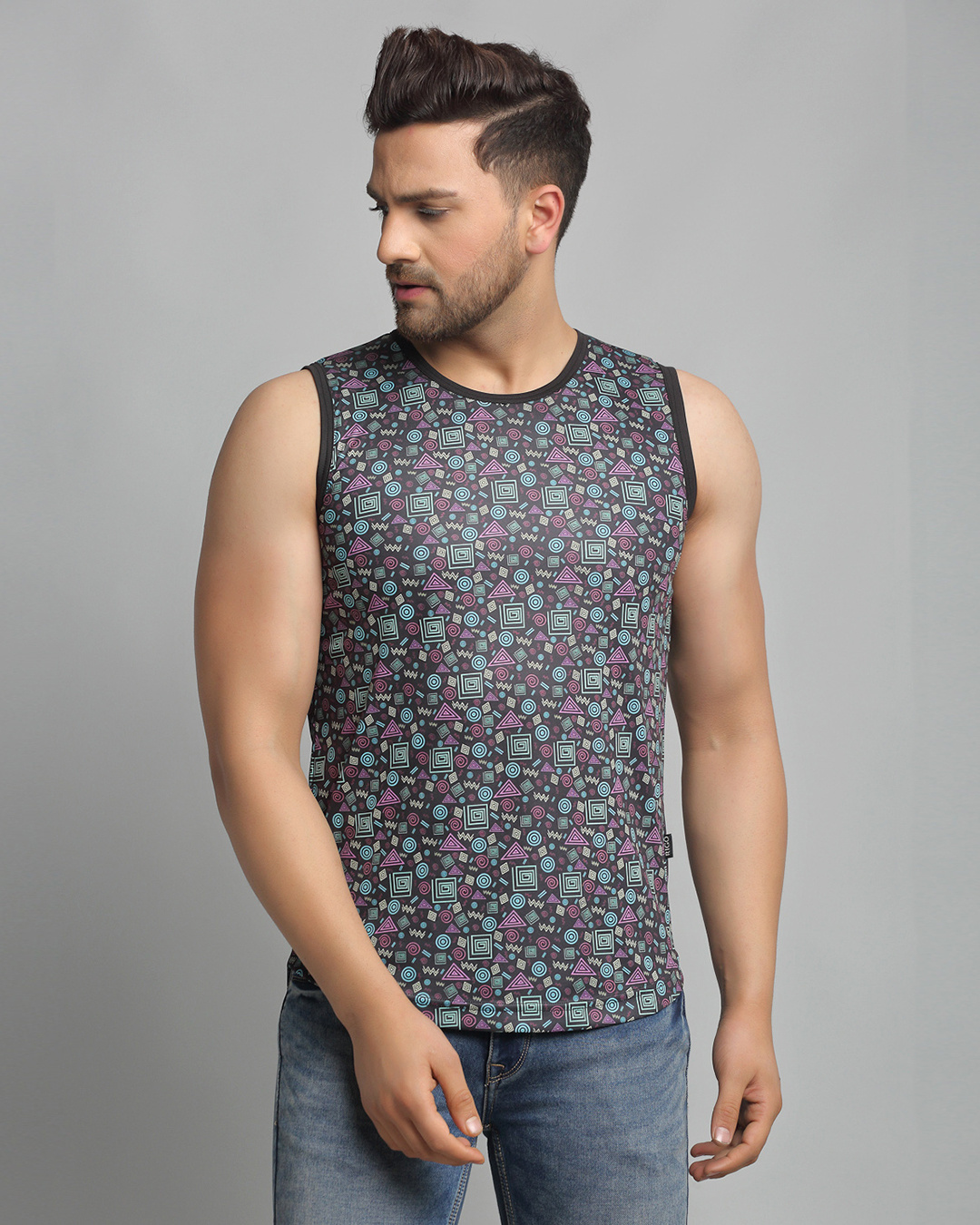 Buy Men's Black All Over Printed Vest Online at Bewakoof