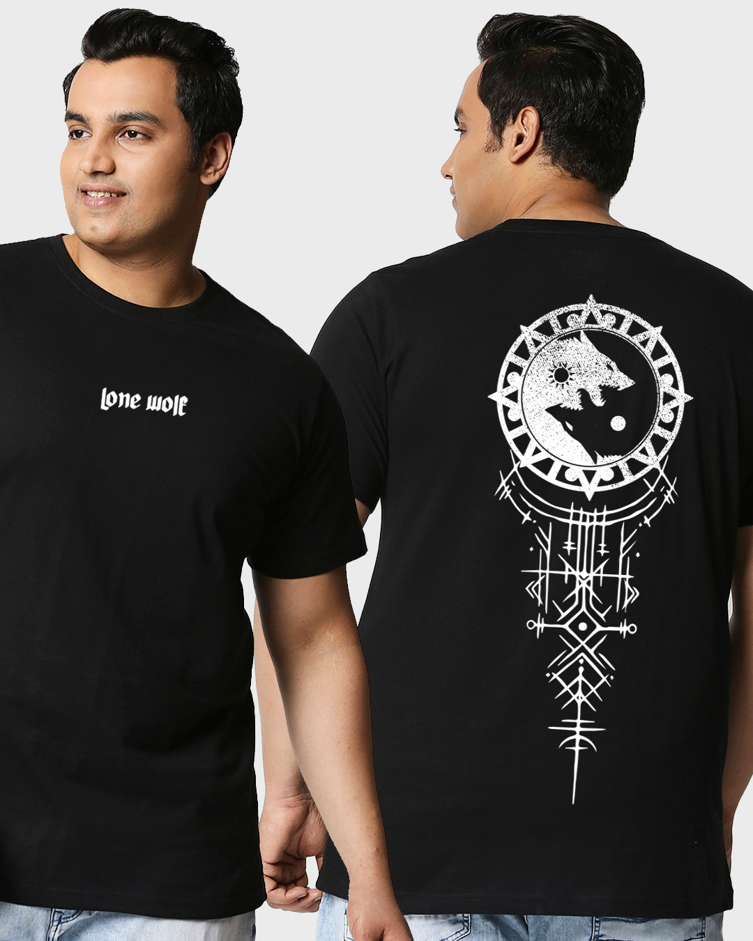 Buy Men's Black Alpha Wolf Graphic Printed Plus Size T-shirt Online at ...