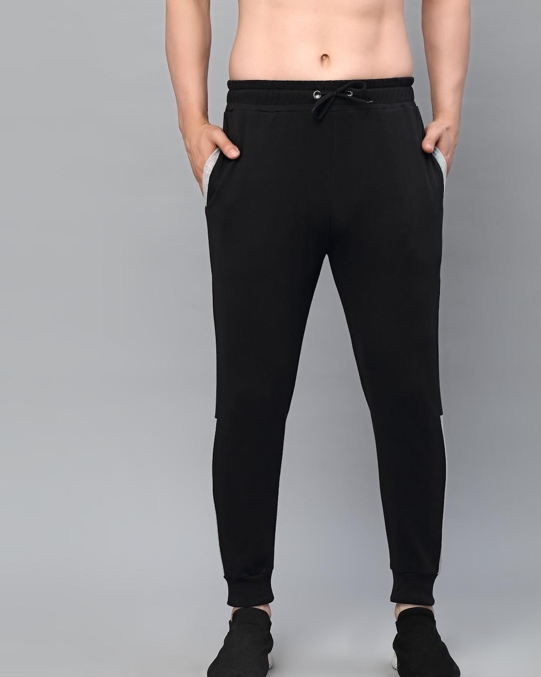 Buy Men's Black and Grey Color Block Joggers Online at Bewakoof