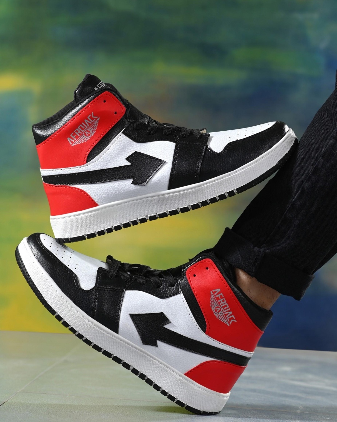 Buy Men's Black & Red Color Block Sneakers Online in India at Bewakoof
