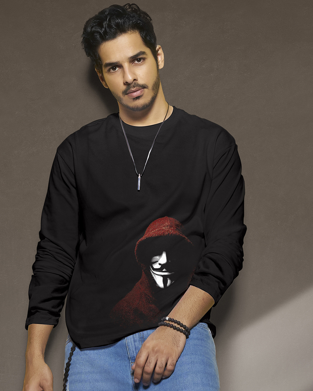 Buy Men's Black Anonymous Mask Graphic Printed T-shirt Online at Bewakoof