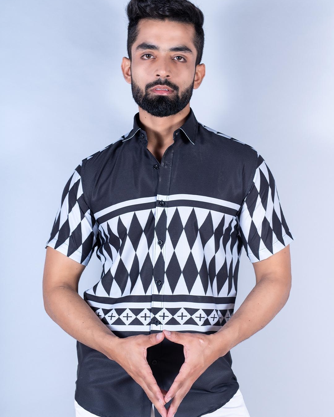 Buy Men's Black Aztec Geometric Printed Relaxed Fit Shirt Online at ...