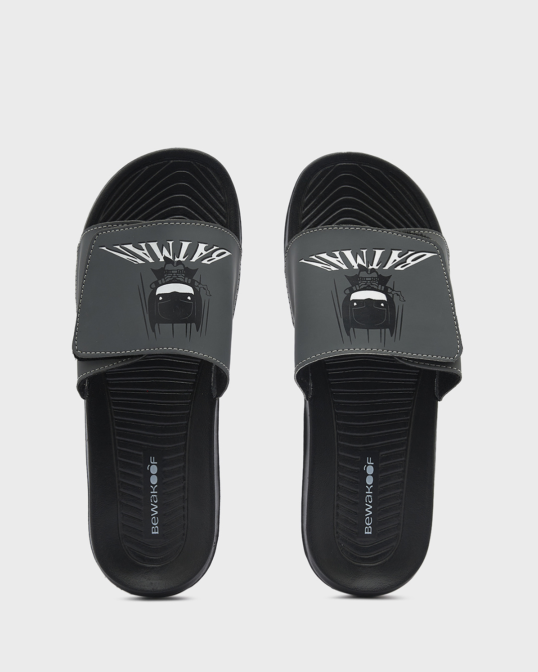 Buy Men's Black Batman Chibi Printed Sliders Online in India at Bewakoof