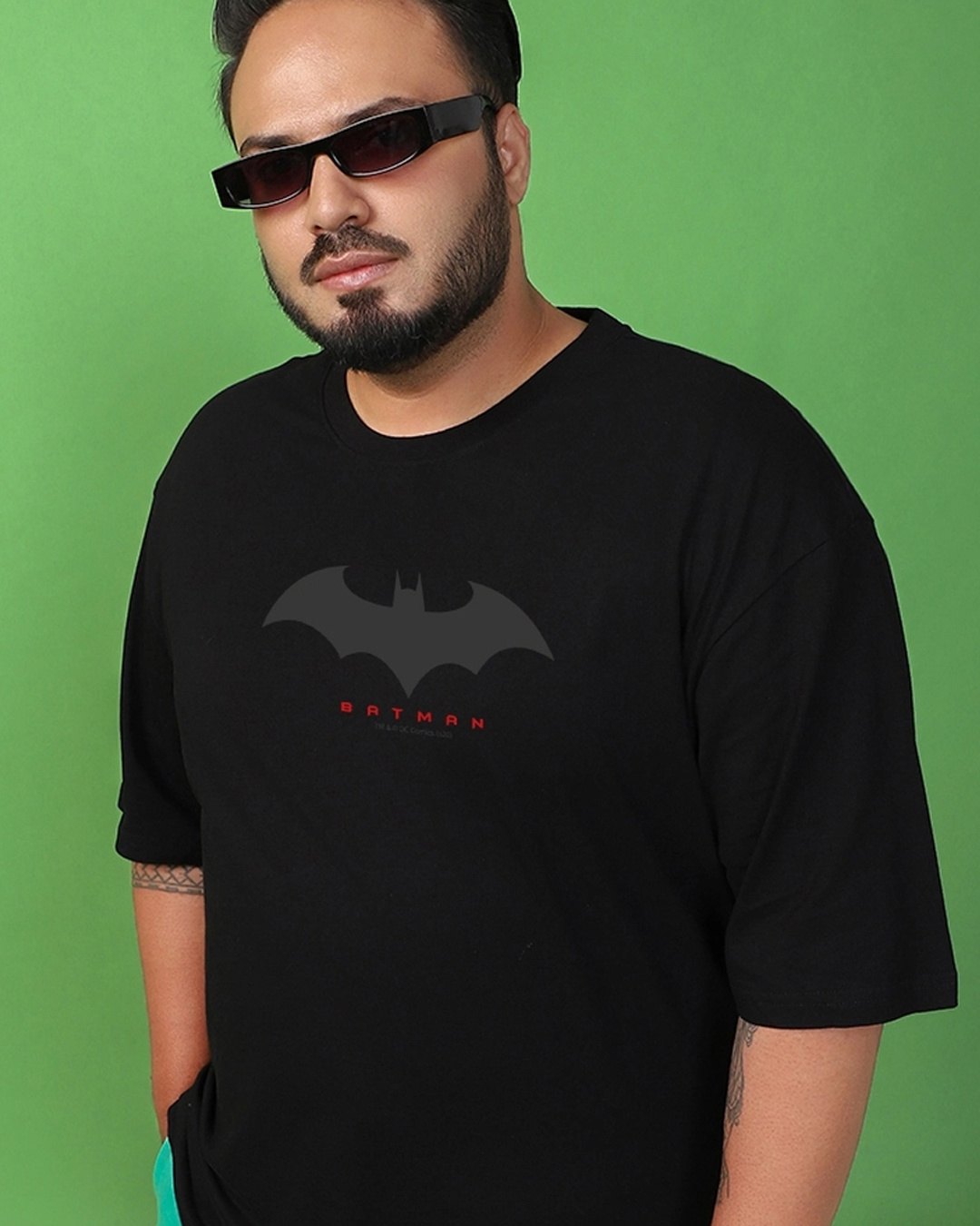 Buy Men's Black Batman Outline Logo Graphic Printed Oversized Plus Size T-shirt Online at Bewakoof