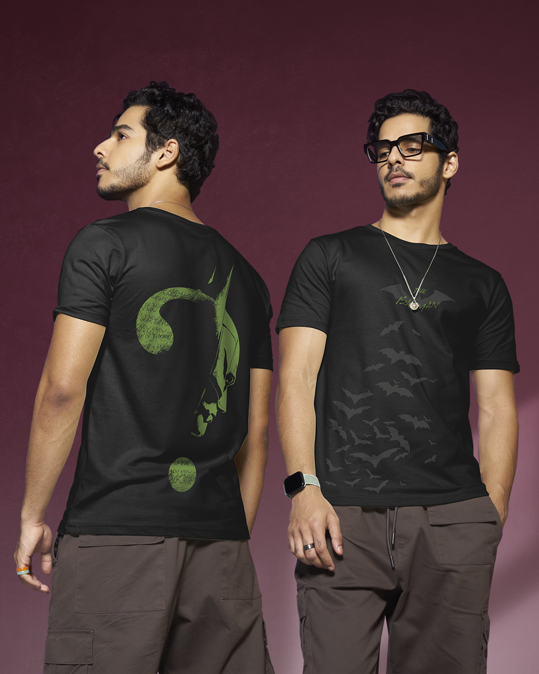 Buy Men's Black Batman Riddle Graphic Printed T-shirt Online at Bewakoof