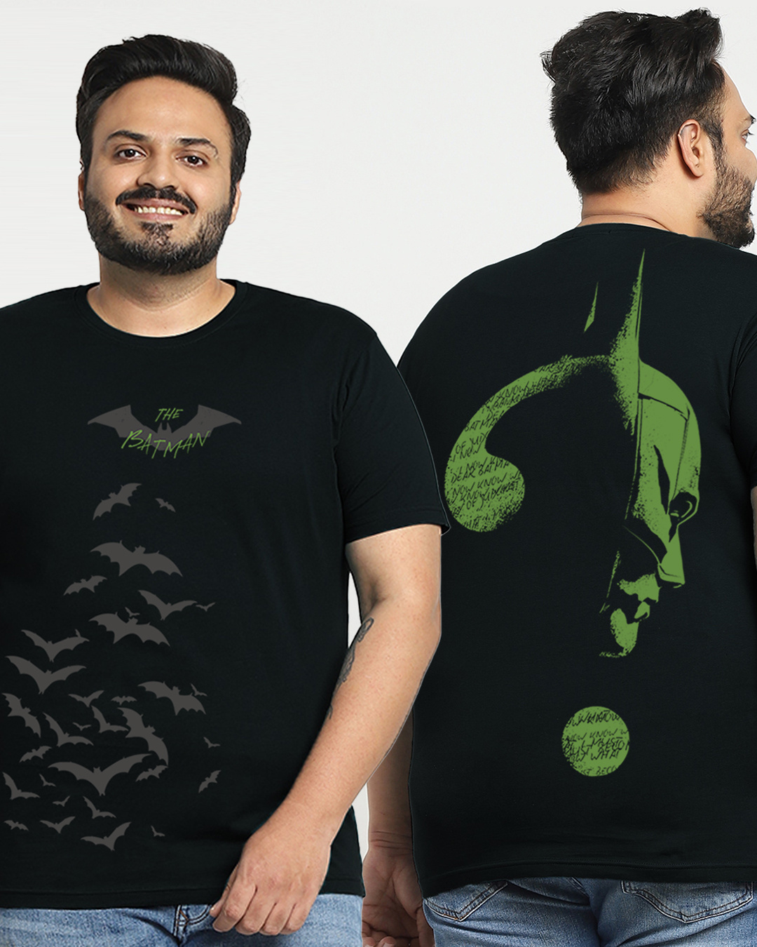 Buy Men's Black Batman Riddle Graphic Printed Plus Size T-shirt Online ...