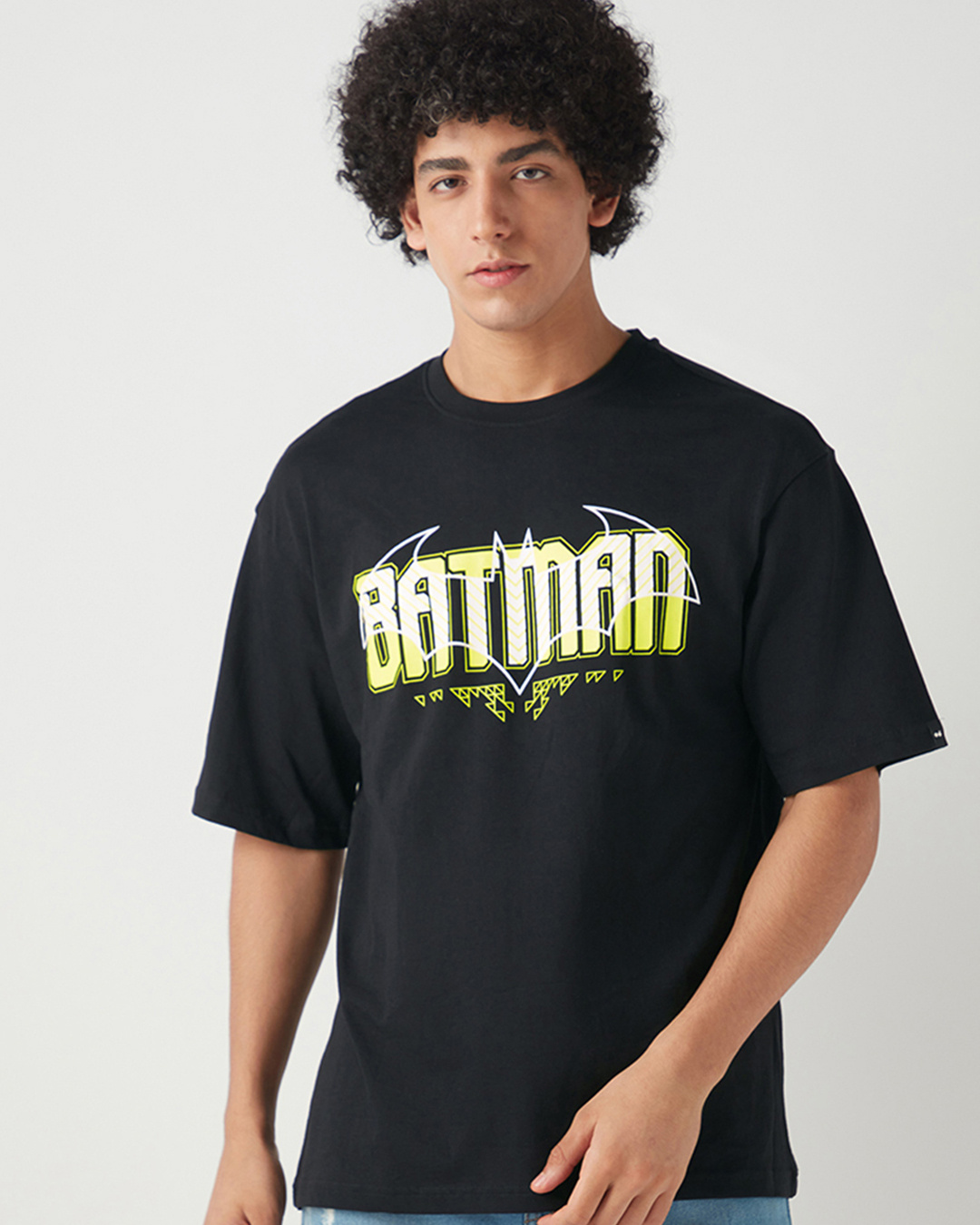 Buy Men's Black Batman Typography Oversized T-shirt Online at Bewakoof