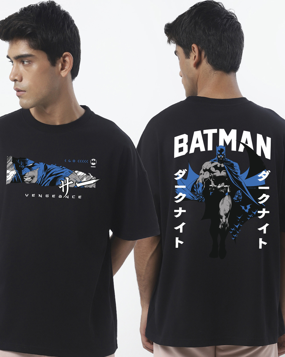 Buy Men's Black Batman X Manga Graphic Printed Oversized T-shirt Online at Bewakoof
