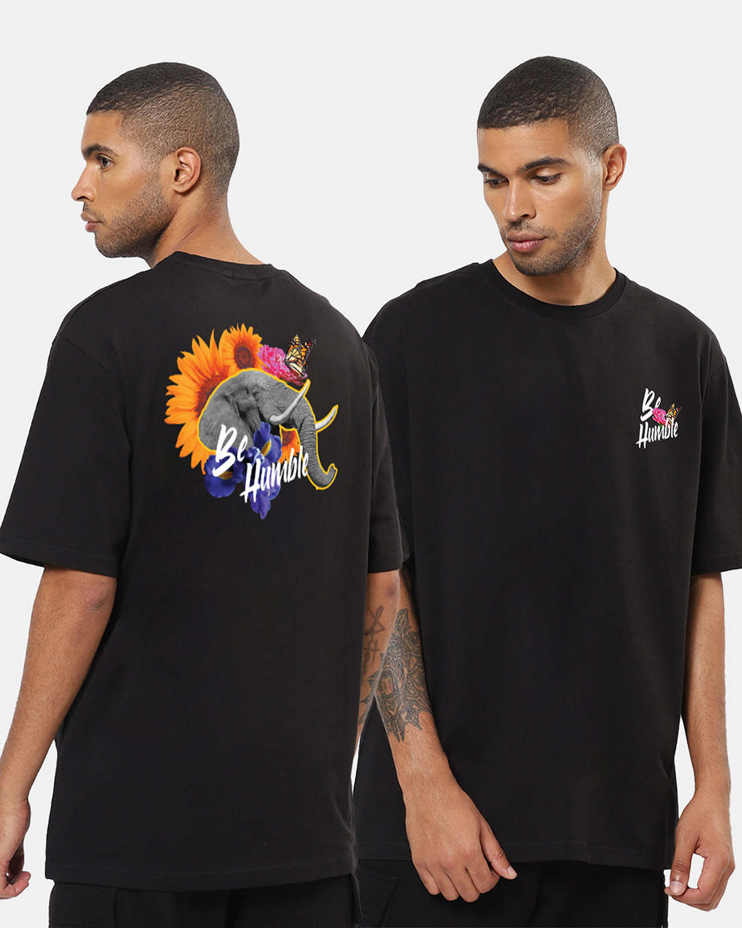 Buy Men's Black Be Humble Graphic Printed Oversized T-shirt Online at ...